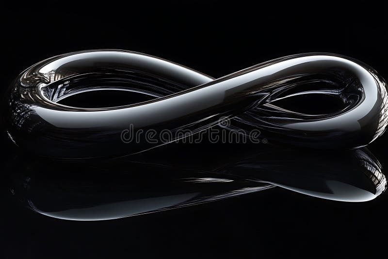 Sleek Black Infinity Symbol Reflecting on a Dark Surface Stock ...