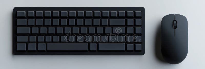 A Sleek Black Keyboard and Mouse are Positioned Side by Side on a Light ...