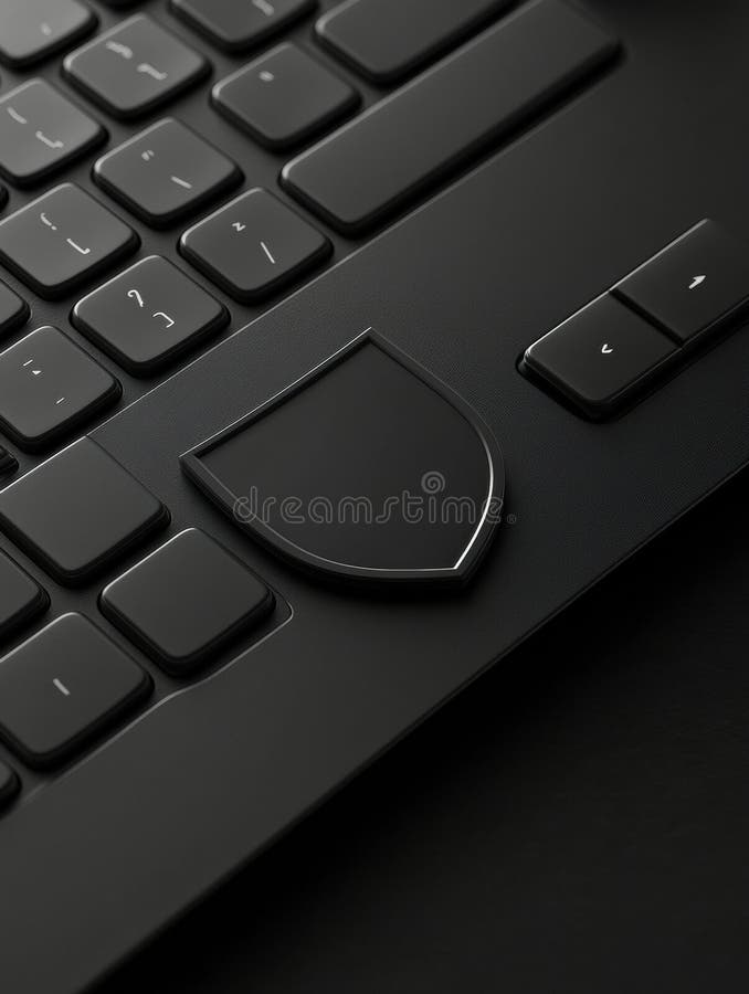 A Sleek Black Keyboard with a Prominent Shield Icon Emphasizes Security ...