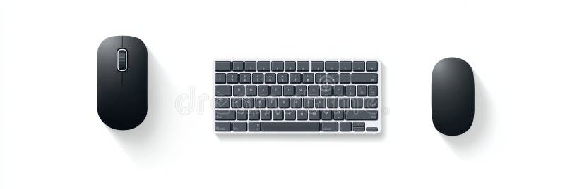 A Sleek Black Keyboard Sits between Two Matching Black Mouse Devices on ...