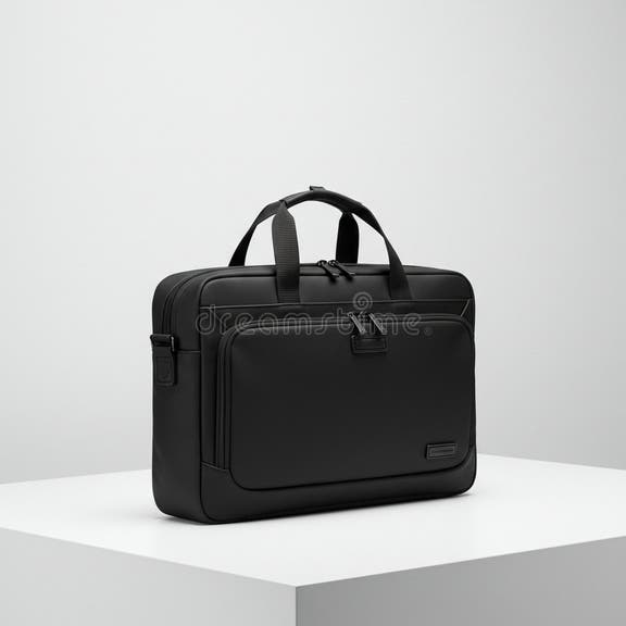 A Sleek Black Laptop Bag Sits on a White Display Surface. it Features a ...