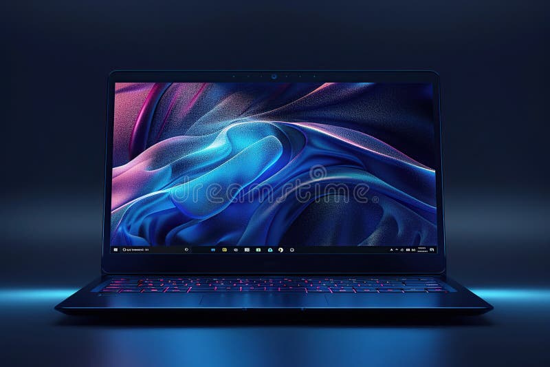 Sleek Black Laptop with Blue and Purple Abstract Background on Screen ...