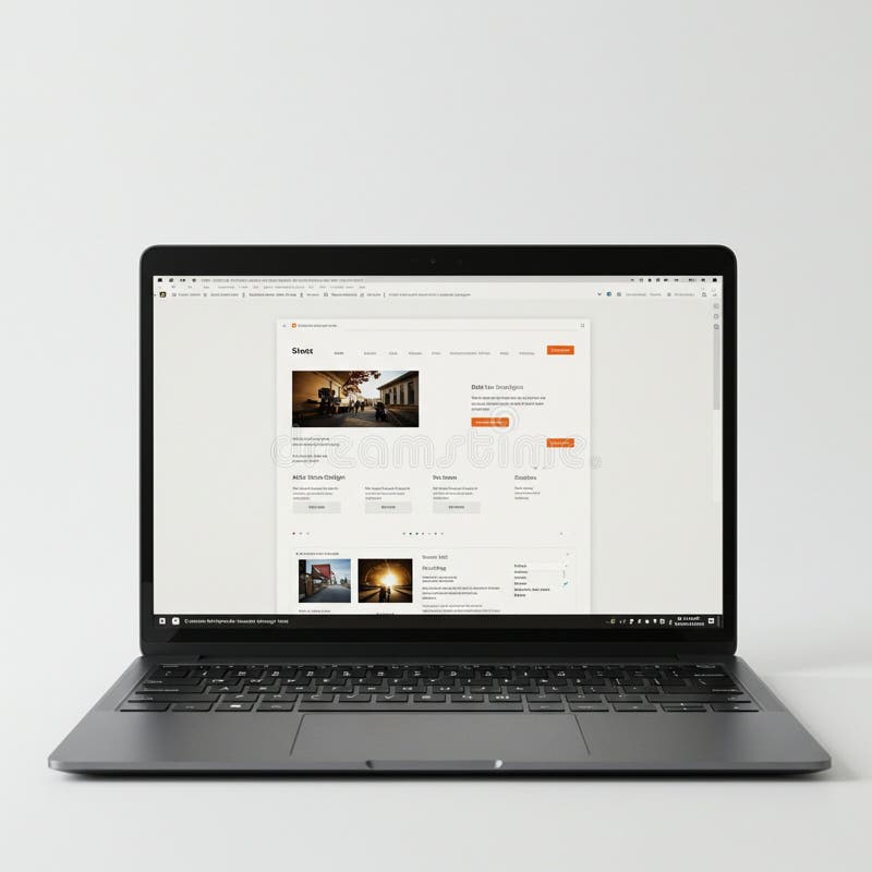 Sleek Black Laptop with a Website Displayed on Its Screen. the Website ...