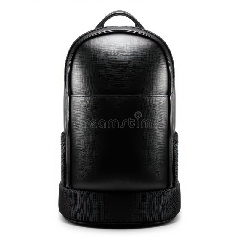 Sleek Black Leather Backpack on White Background. Generative Ai Stock ...