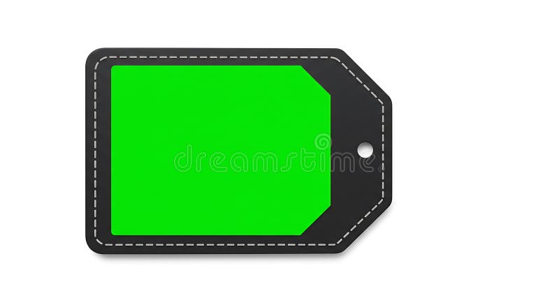 Isolated Black Leather Tag with Green Screen for Product Placement ...