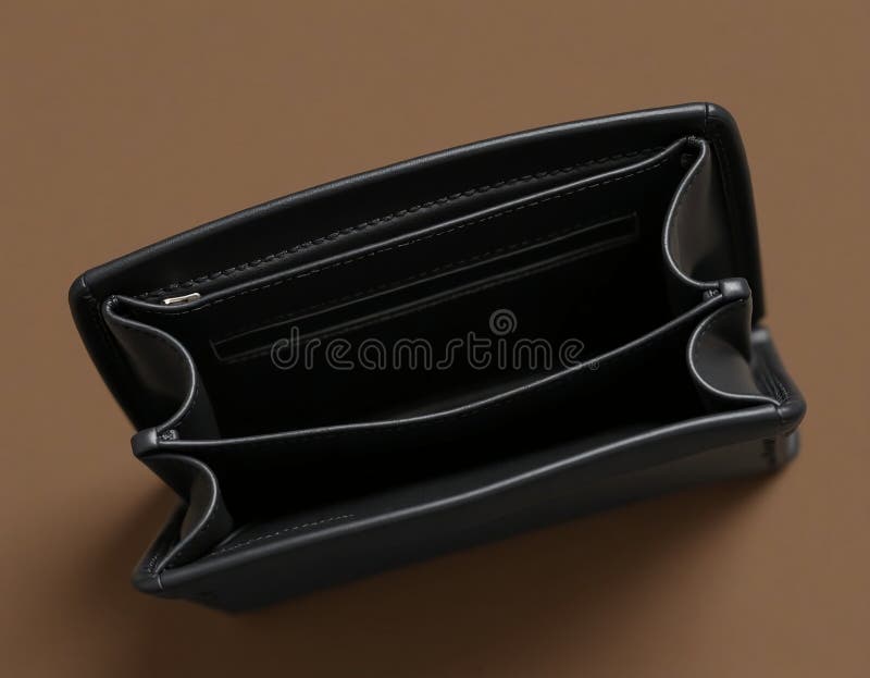 Sleek Black Leather Wallet is Open To Reveal a Well-structured Interior ...