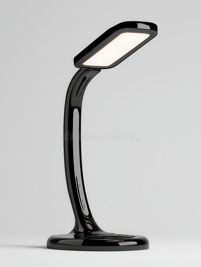 Sleek Black LED Desk Lamp with Curved Arm Stock Illustration ...