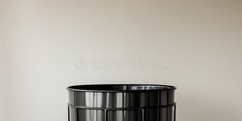 Sleek Black Metal Trash Can on Neutral Background Stock Image - Image ...