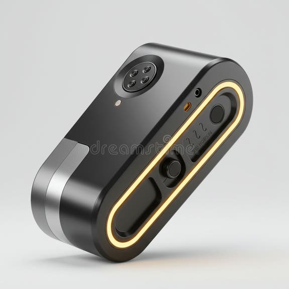 Sleek Black and Metallic Device Featuring a Rectangular Shape with Rounded Edges. Stock ...