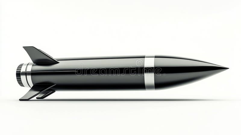 Sleek Black Missile Rocket Spacecraft Weapon Technology 3D Render Stock ...