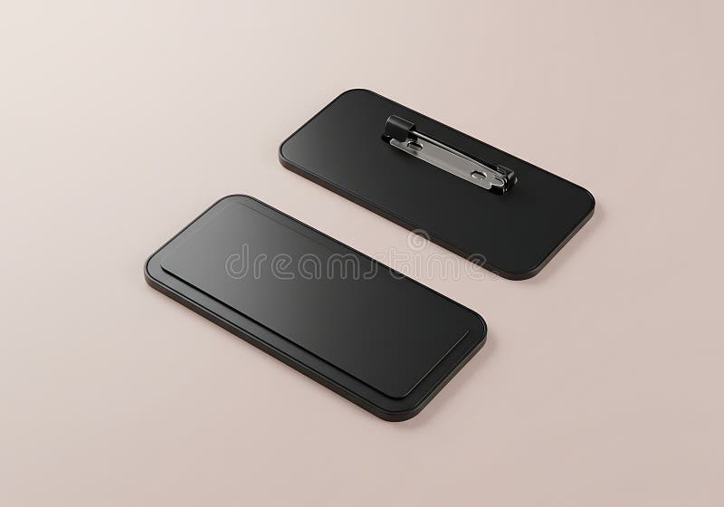 Sleek Black Name Badges on a Neutral Backdrop, Ready for ...