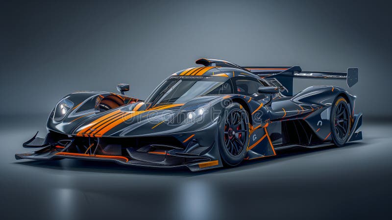Sleek Black and Orange High-Performance Racing Car Stock Illustration ...