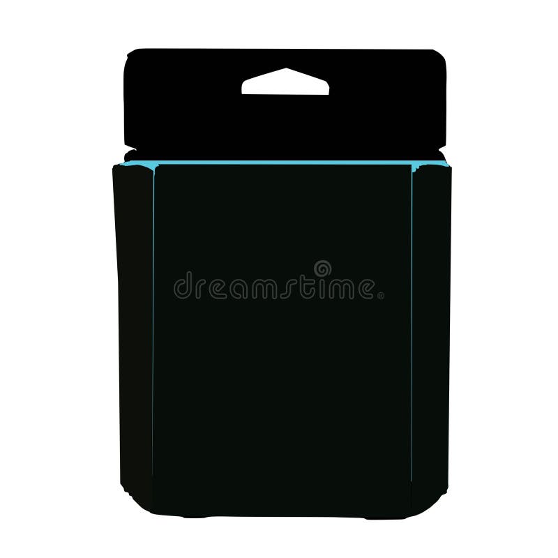 Sleek Black Packaging Box with Hanging Tab. Vector Image Shows ...