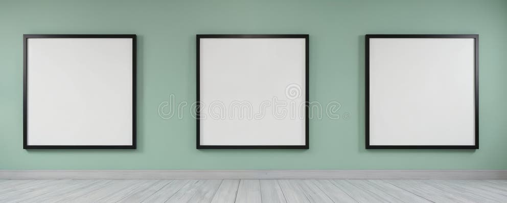Sleek Black Picture Frame Borders on Three Empty White Rectangular ...