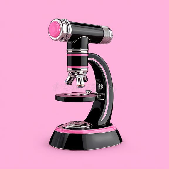 Sleek Black and Pink Microscope on Solid Pink Background Stock ...