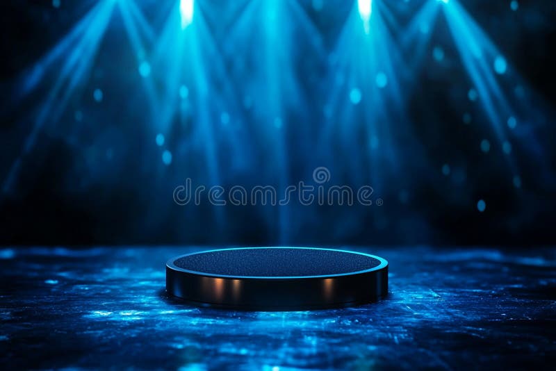 Sleek Black Podium Illuminated by Blue Lights Perfect for Product ...