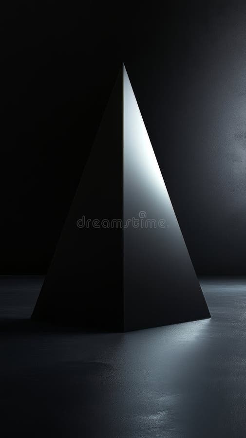 Sleek Black Pyramid in Minimalist Setting with Dramatic Lighting and ...