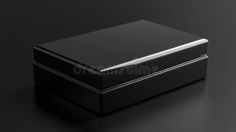 Sleek Black Rectangular Box with High Gloss Finish on Dark Background ...