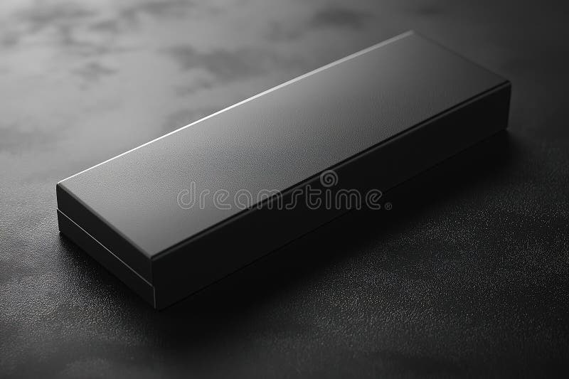 A Sleek Black Rectangular Box Placed on a Dark Textured Surface in Soft ...