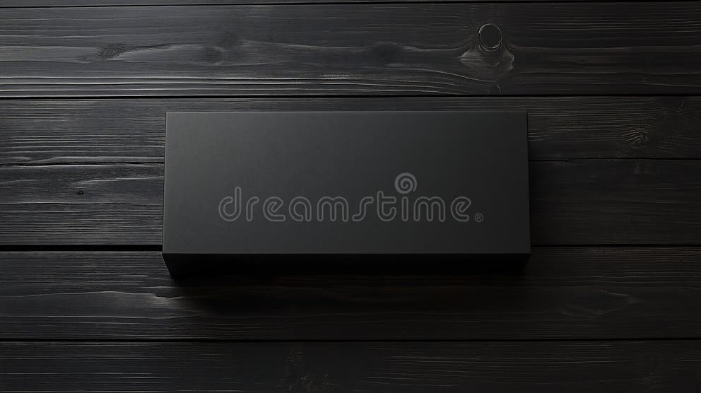 Premium Black Embossed Rigid Box Mockup on Dark Wood for Luxury Product Packaging. Generated ...