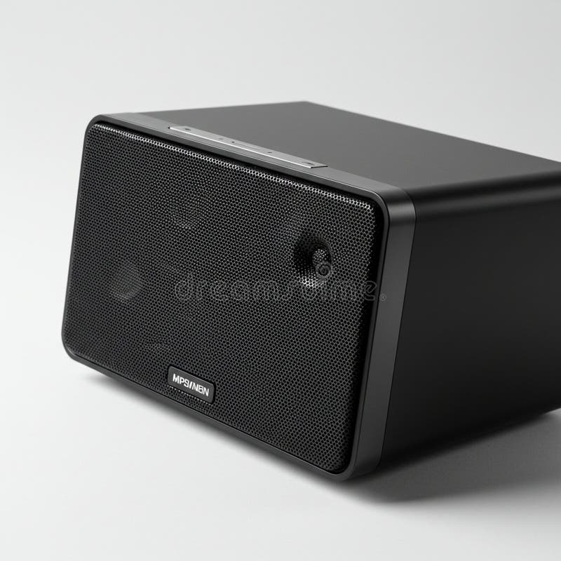 A Sleek, Black Rectangular Speaker with a Mesh Front Cover, Featuring a ...
