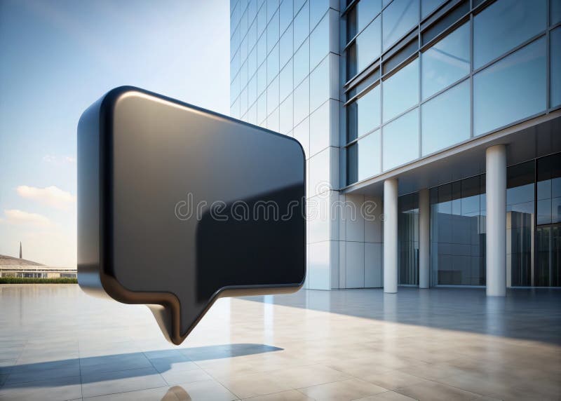 Sleek Black Rectangular Speech Bubble a Modern Minimalist 3D Render for ...