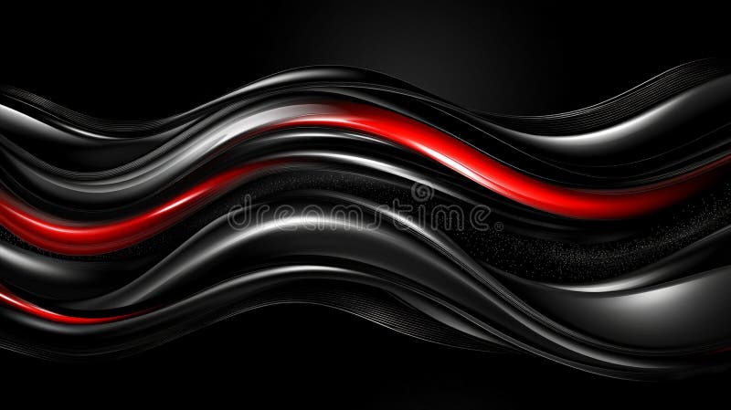 Sleek Black and Red Metallic Wave Patterns with Glossy Textures and ...