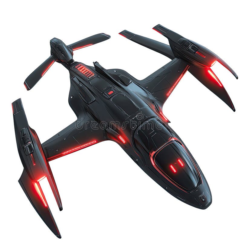 Sleek Black and Red Spaceship Design. Stock Photo - Illustration of ...