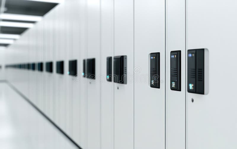 Sleek Black Servers in Modern Data Center Stock Illustration ...