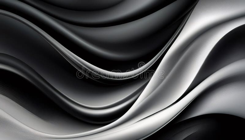 Sleek Black and Silver Waves Merging, Forming Elegant Abstract Design ...