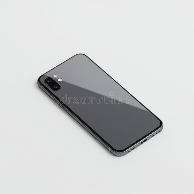 Sleek Black Smartphone Featuring a Glossy Back Surface with Dual Rear ...