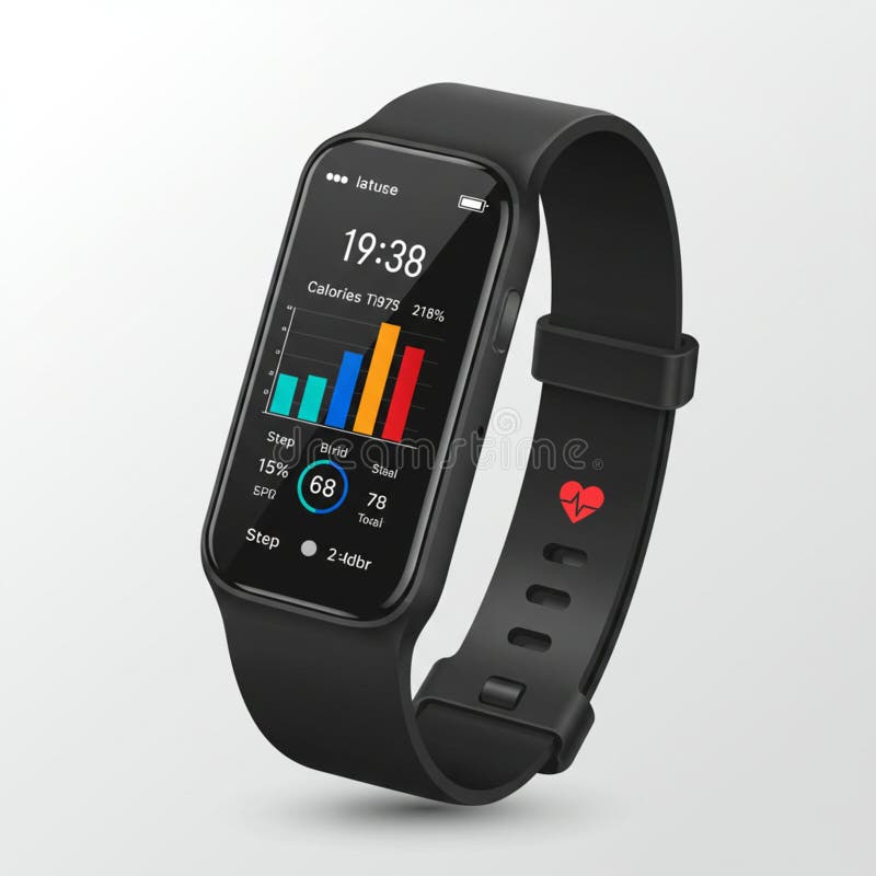 A Sleek Black Smartwatch with a Rectangular Display Showcases Various ...