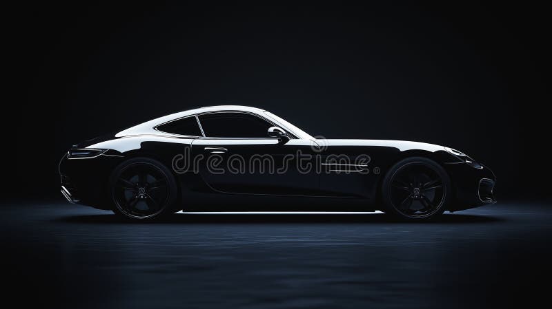 Sleek Black Sports Car Captured in Low Light Studio Setting ...