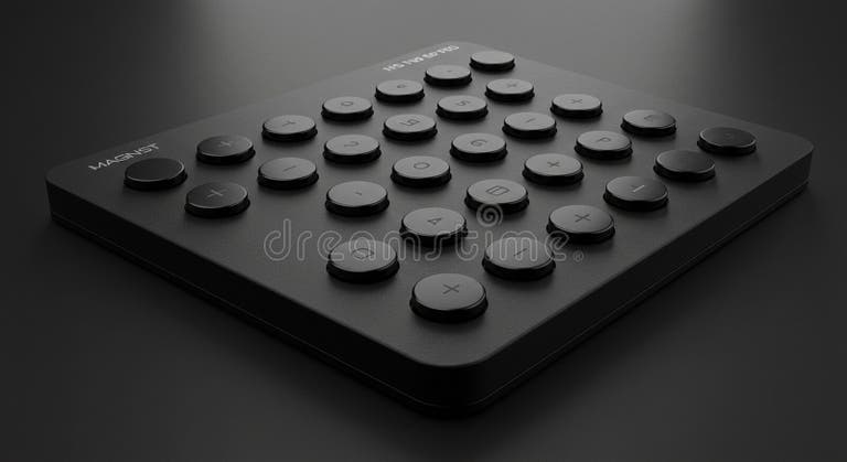 A Sleek Black, Square Electronic Device with a Grid of Circular, Raised ...