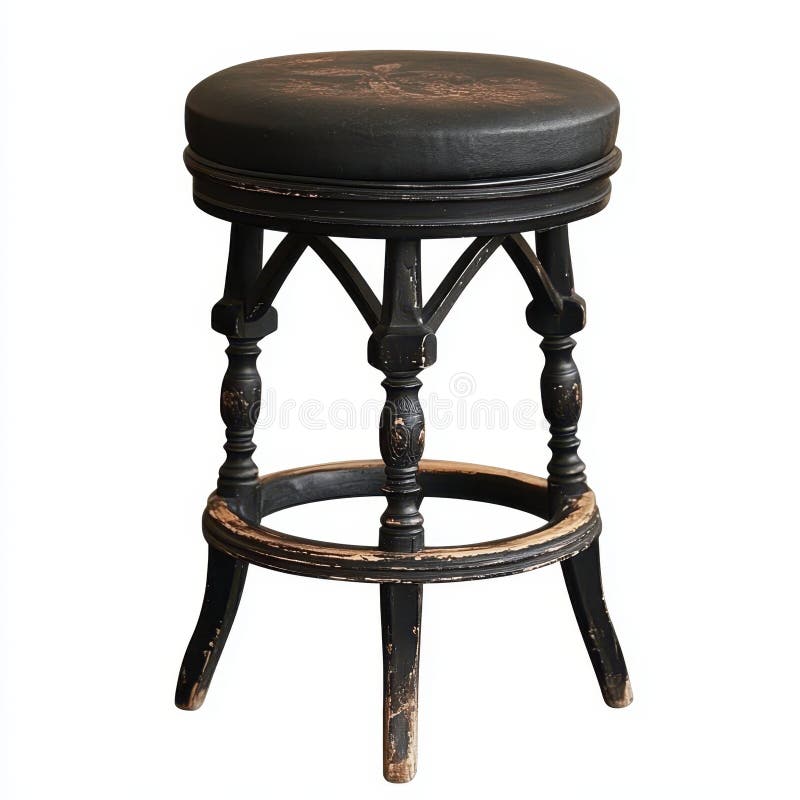 A Sleek Black Stool Featuring a Comfortable Leather Seat, Ideal for ...
