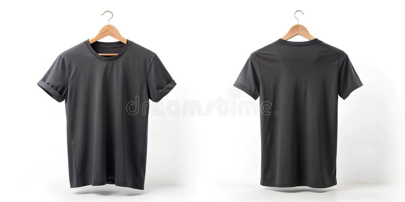 Sleek Black T-Shirt Mockup Trio Front, Side, and Back Views Stock ...