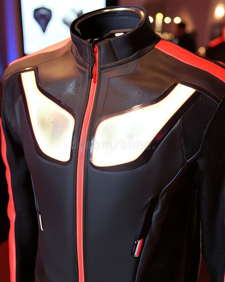 Sleek Black Tech Jacket with Illuminated Accents and Modern Design ...