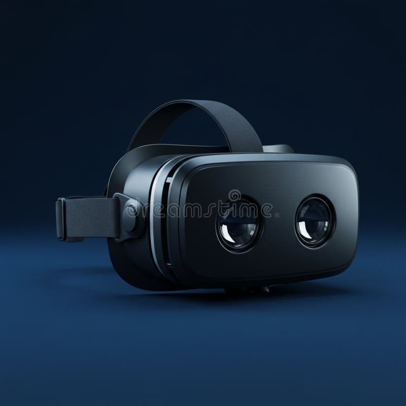 A Sleek Black Virtual Reality Headset with a Glossy Finish and a Wide ...