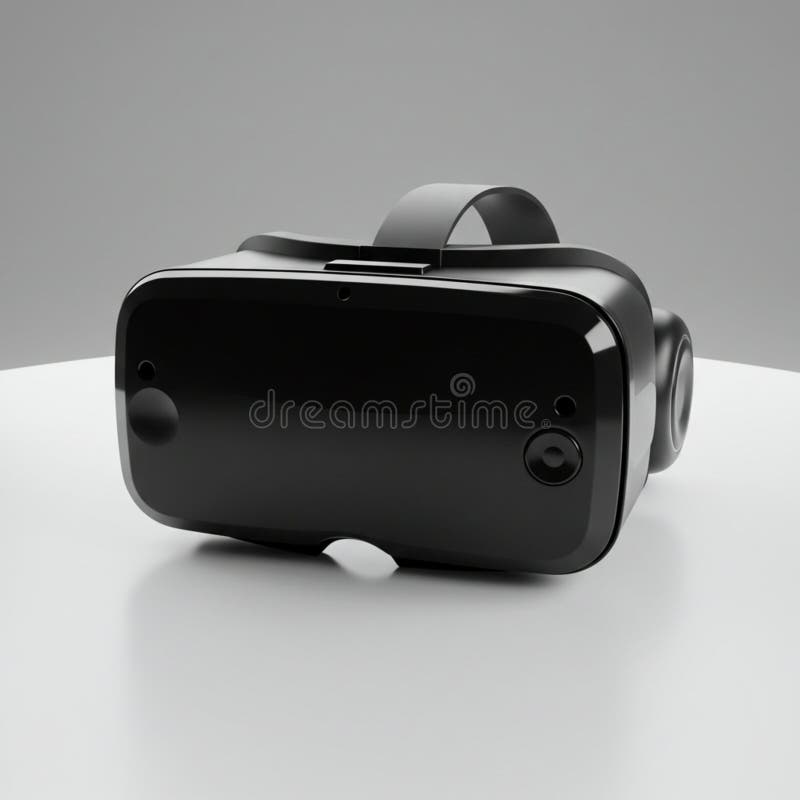 A Sleek Black Virtual Reality Headset Sits on a White Surface. the ...