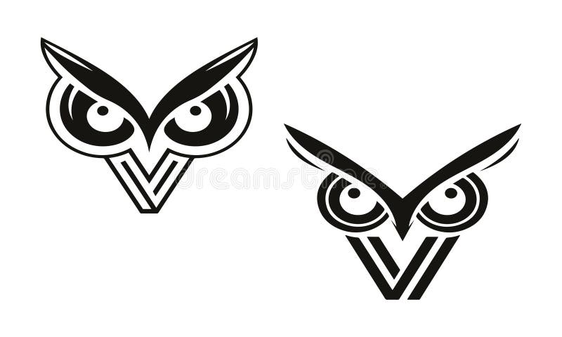 Stylized Owl Face Logo – Black & White Geometric Owl Icon with Sharp ...