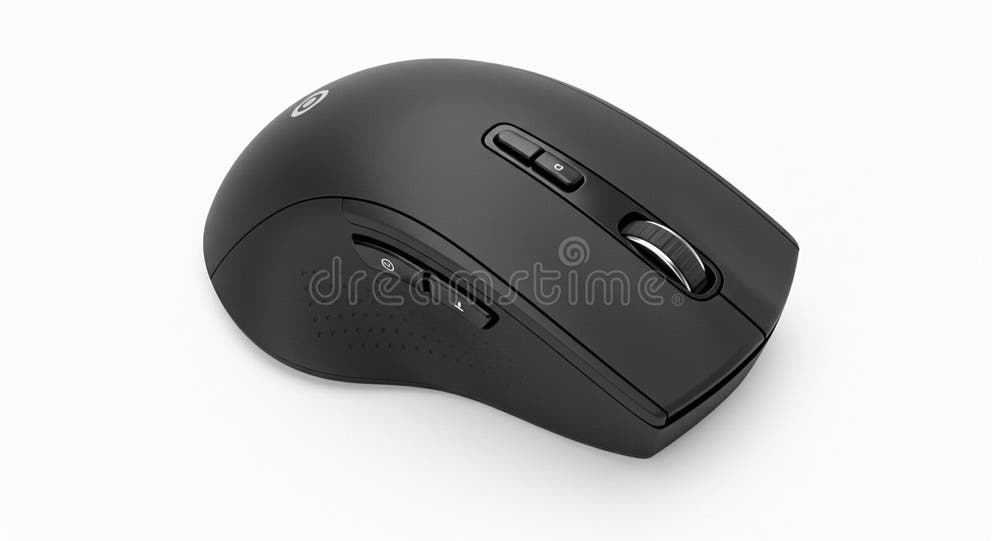 Sleek Black Wireless Computer Mouse with Ergonomic Curved Design ...