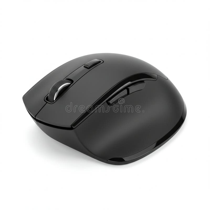 A Sleek, Black Wireless Computer Mouse with a Modern Ergonomic Design ...