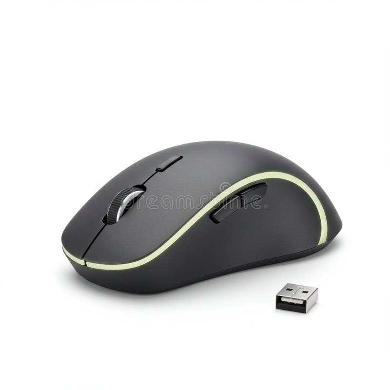 A Sleek, Black Wireless Computer Mouse with a Subtle Curve Design ...
