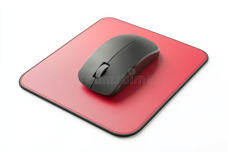 A Sleek Black Wireless Mouse Rests on a Vibrant Red Mousepad ...
