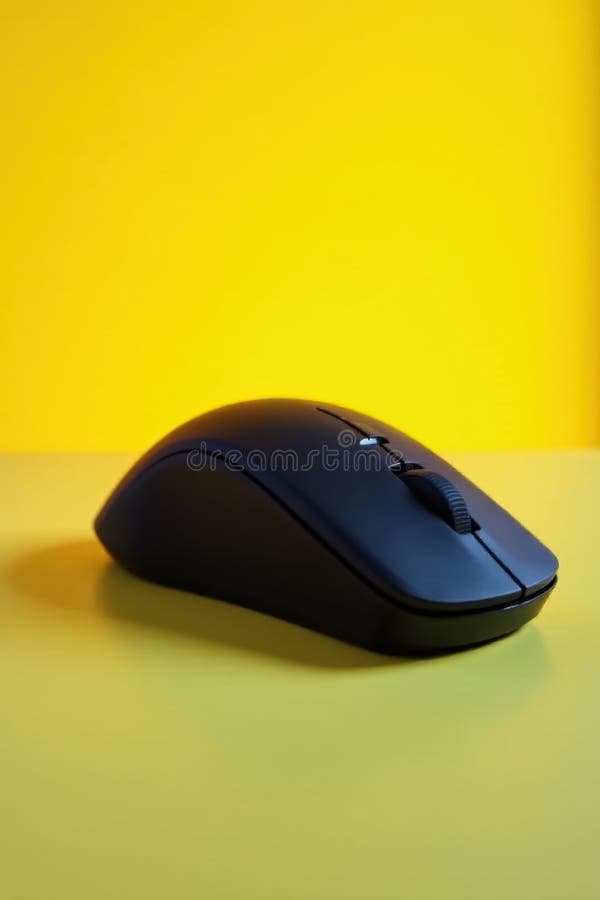 Sleek Black Wireless Mouse Vibrant Yellow Backdrop Black Office ...