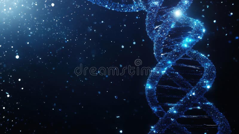 A Sleek Blue Abstract Background Featuring Flowing DNA Particles, Ideal ...