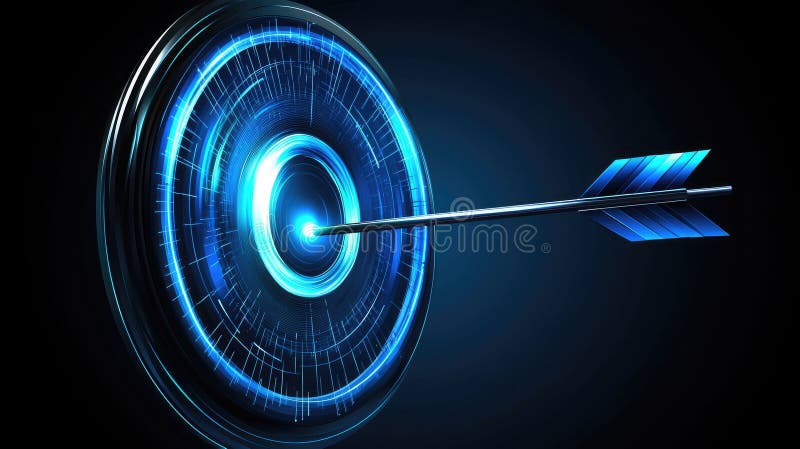 A Sleek Blue Arrow Hitting a Futuristic Target, Symbolizing Precision ...