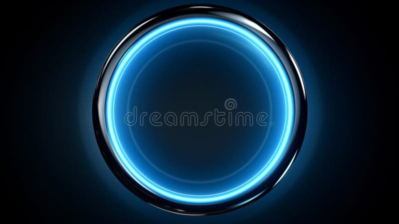 Sleek Blue Circle Light Frame on Black Background Stock Illustration ...