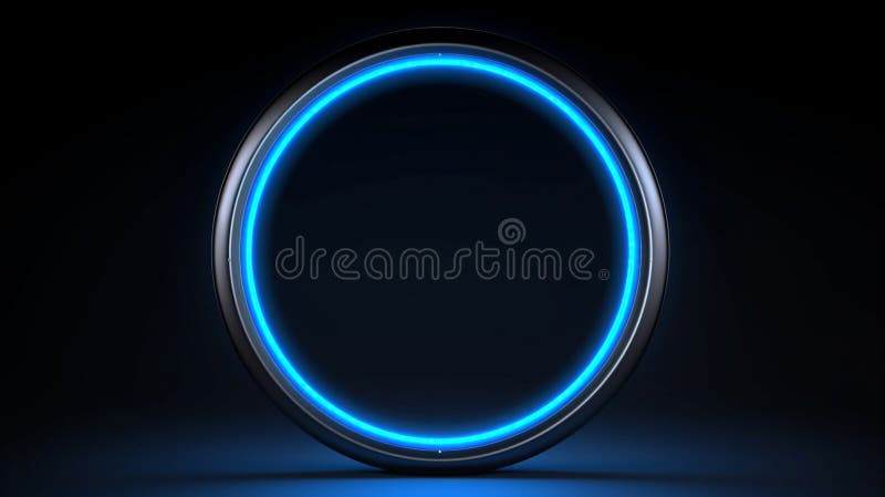 Sleek Blue Circle Light Frame on Black Background Stock Illustration ...