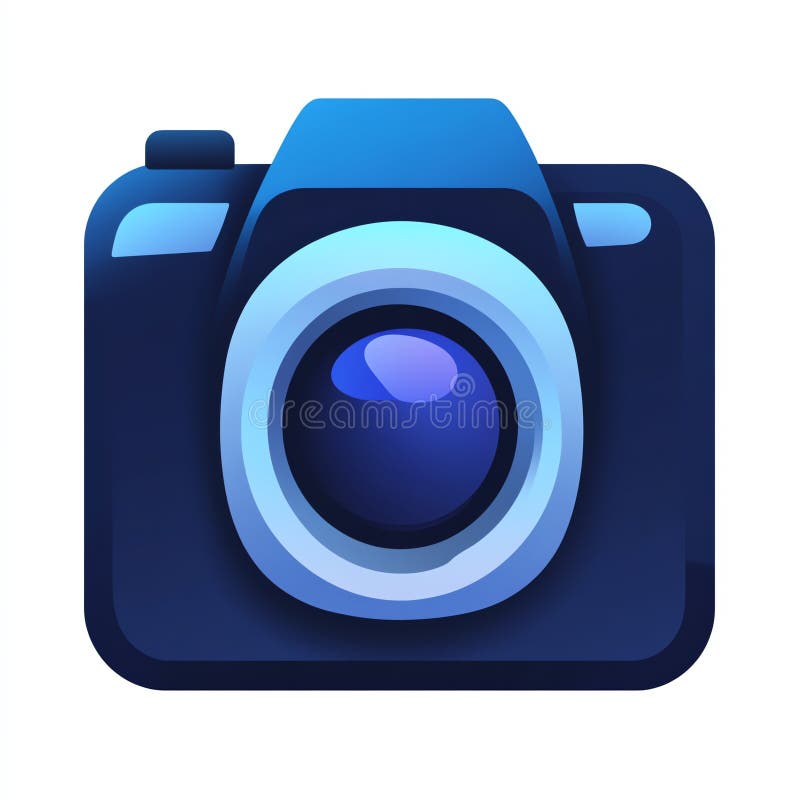 Sleek Blue Digital Camera Icon: Modern Photography App or Website ...